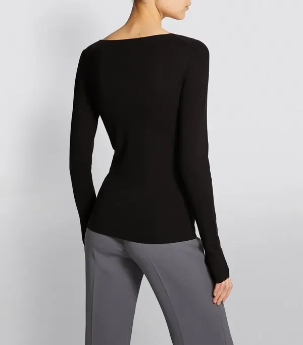 JOSEPH Silk-stretch V-neck Top