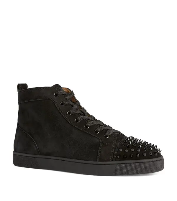 CHRISTIAN LOUBOUTIN Lou Spikes Suede High-top Sneakers - Black