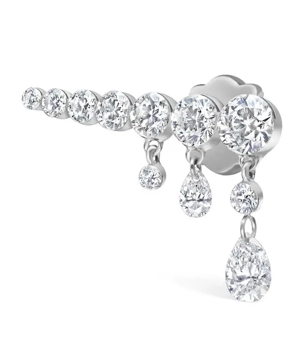 MARIA TASH Invisible Set Diamond Crescendo Bar Threaded Stud Earring Right - White