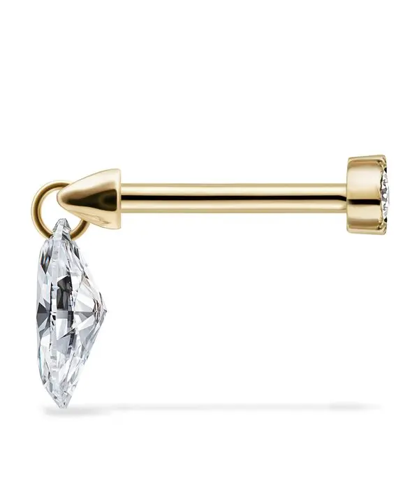 MARIA TASH Floating Marquise Diamond Charm Threaded Stud Earring