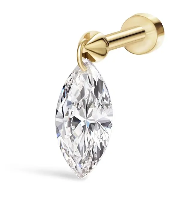 MARIA TASH Yellow Floating Marquise Diamond Charm Stud Earring - Gold