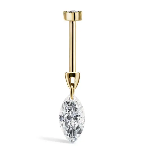 MARIA TASH Yellow Floating Marquise Diamond Charm Stud Earring - Gold