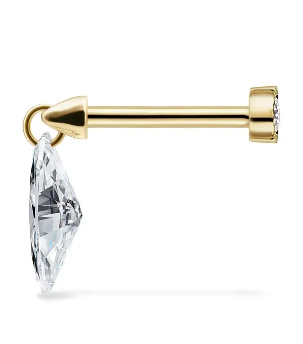 MARIA TASH Yellow Floating Marquise Diamond Charm Stud Earring - Gold