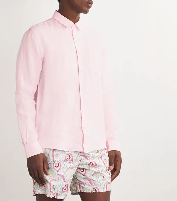 Vilebrequin Linen Embroidered Caroubis Shirt - Pink