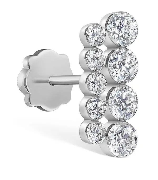 MARIA TASH Invisible Set Diamond Apsara Bar Threaded Stud Earring - White