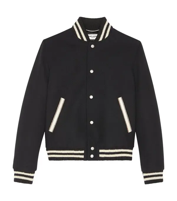 Saint Laurent Wool-rich Logo Bomber Jacket