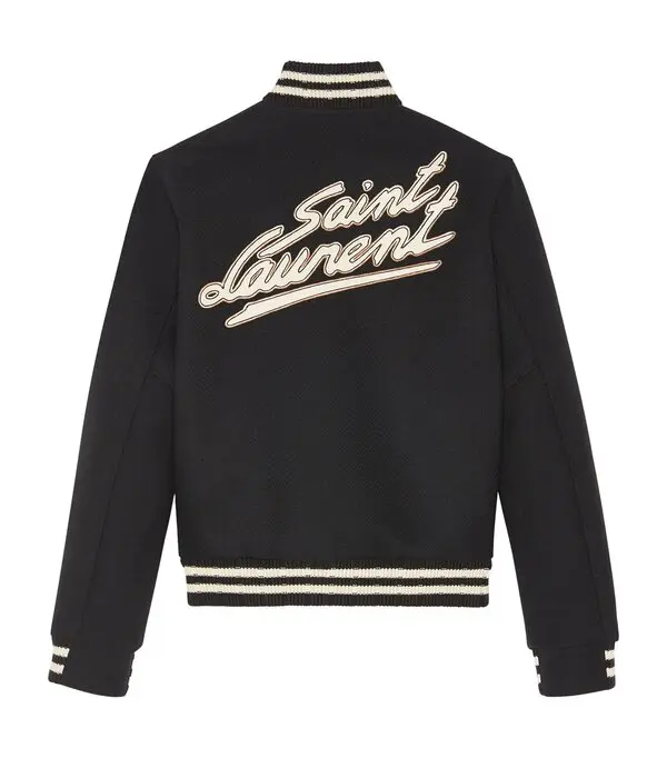 Saint Laurent Wool-rich Logo Bomber Jacket