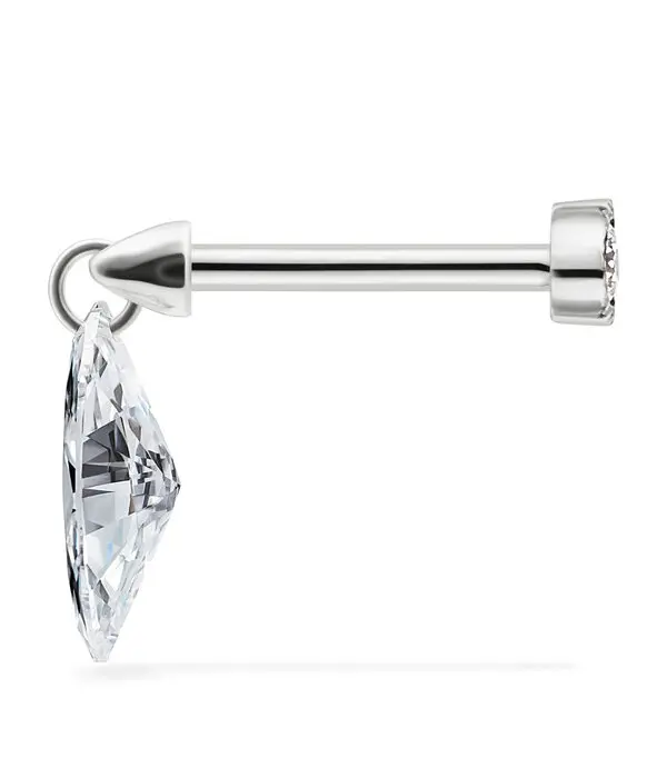 MARIA TASH Gold Floating Marquise Diamond Charm Threaded Stud Earring
