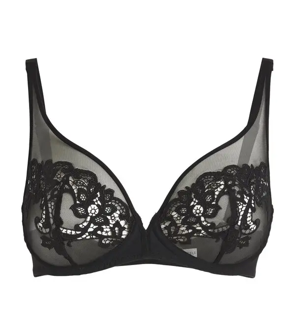 Simone Perele Embroidered Saga Plunge Bra - Black