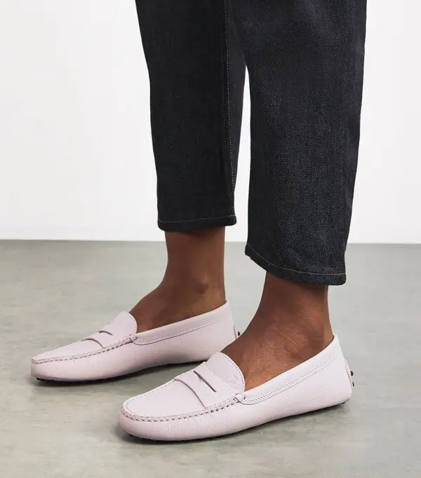 TOD'S Leather Gommino Driving Loafers - Beige