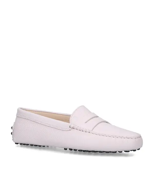 TOD'S Leather Gommino Driving Loafers - Beige