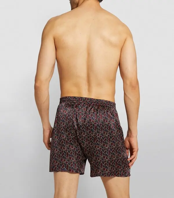 Zimmerli Silk Leaf Print Boxer Shorts - Navy