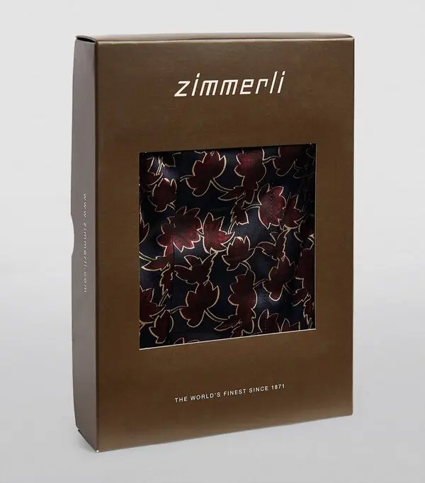 Zimmerli Silk Leaf Print Boxer Shorts - Navy