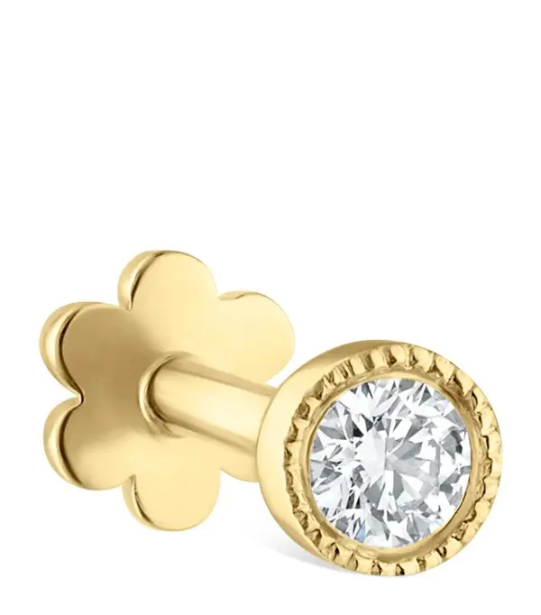 MARIA TASH Scalloped Diamond Threaded Stud Earring - Gold