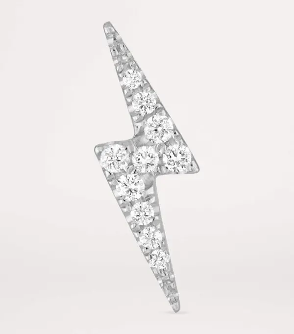 MARIA TASH Gold Lightning Bolt Diamond Stud Earring - White