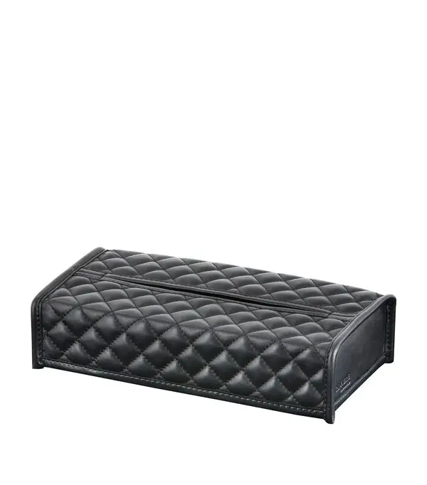 RIVIERE Quilted Leather Rectangle Tissue Box - Black
