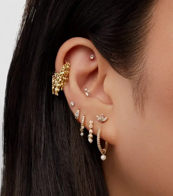 MARIA TASH Diamond Eternity Single Hoop Earring - White
