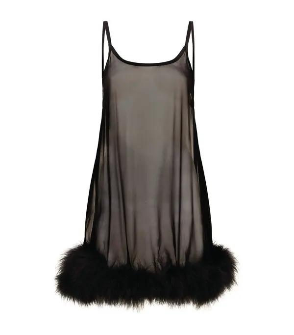 GILDA & PEARL Diana Marabou Babydoll - Black