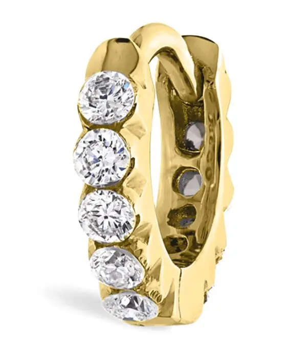 MARIA TASH Invisible Set Diamond Eternity Hoop Earring - Gold