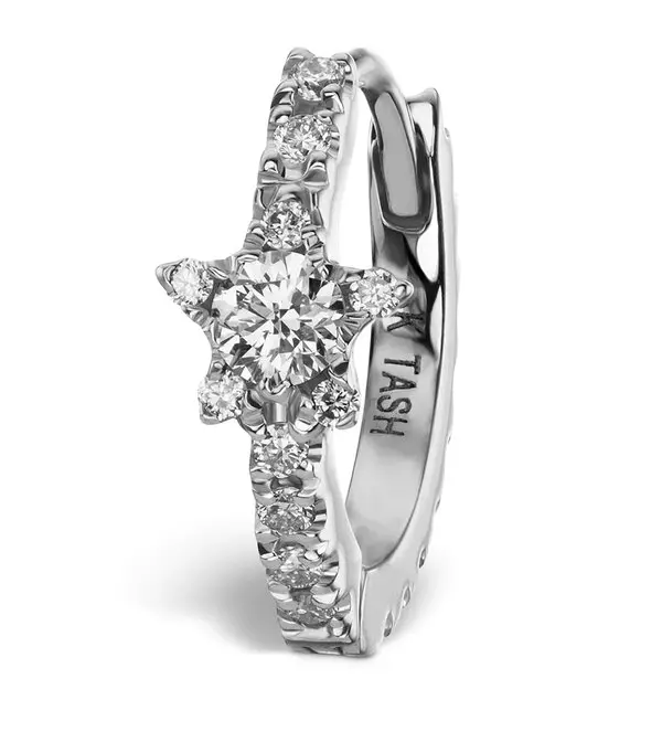 MARIA TASH Gold Diamond Star Eternity Hoop Earring - White