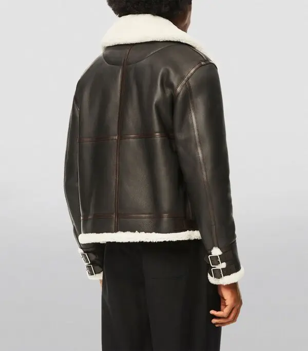 Loewe Shearling Aviator Jacket In Black - 30% Off | Editorialist