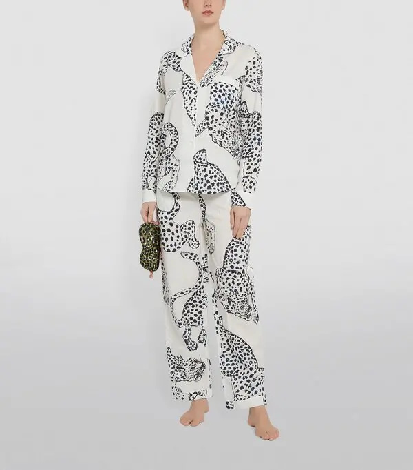 Desmond & Dempsey Jaguar Print Long Pyjama Set
