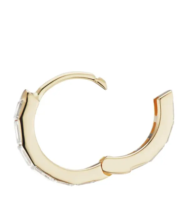 MARIA TASH Invisible Baguette Diamond Eternity Hoop Earring - Gold