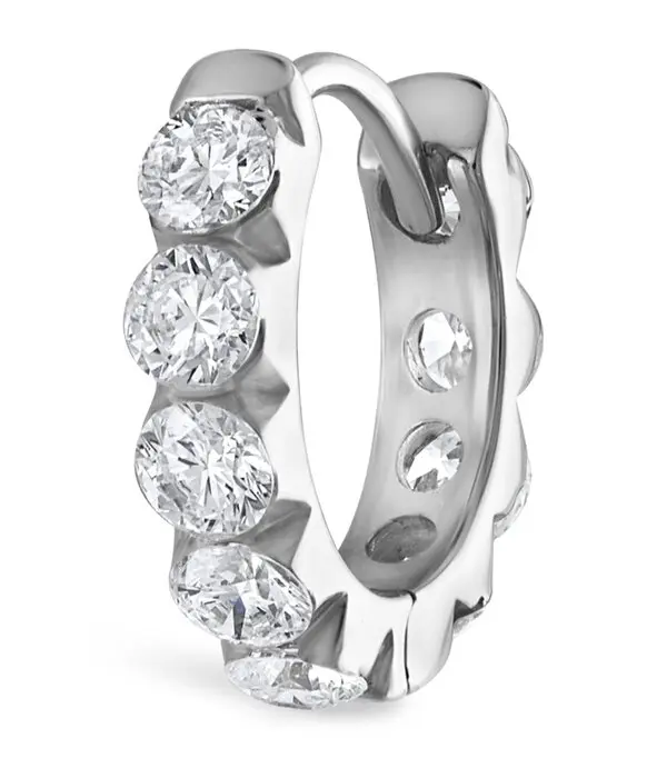 MARIA TASH Invisible Set Diamond Eternity Hoop Earring - White