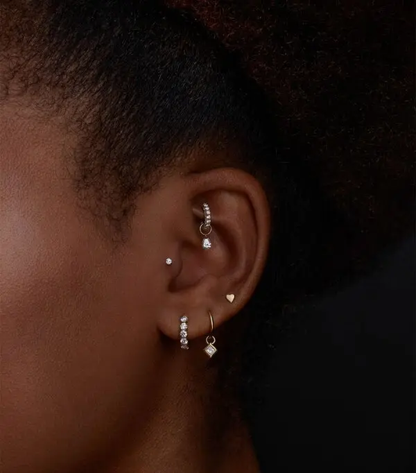 MARIA TASH Invisible Set Diamond Eternity Hoop Earring - White