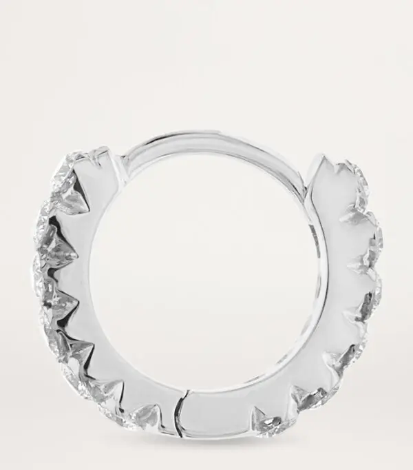 MARIA TASH Gold Invisible Set Diamond Eternity Hoop Earring - White