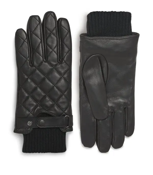 Barbour Quilted Leather Gloves - Black