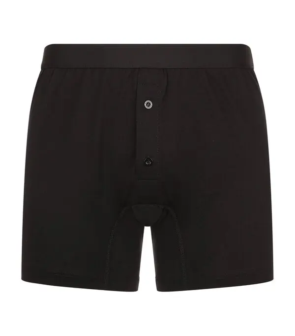 Sunspel Superfine Buttoned Trunks - Black
