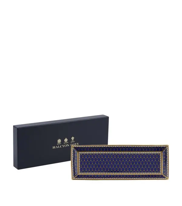 Halcyon Days Bone China Antler Print Trinket Tray - Navy