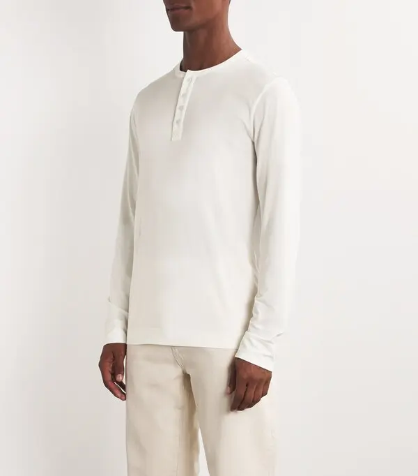 Paige Long-sleeved Henley Top - White