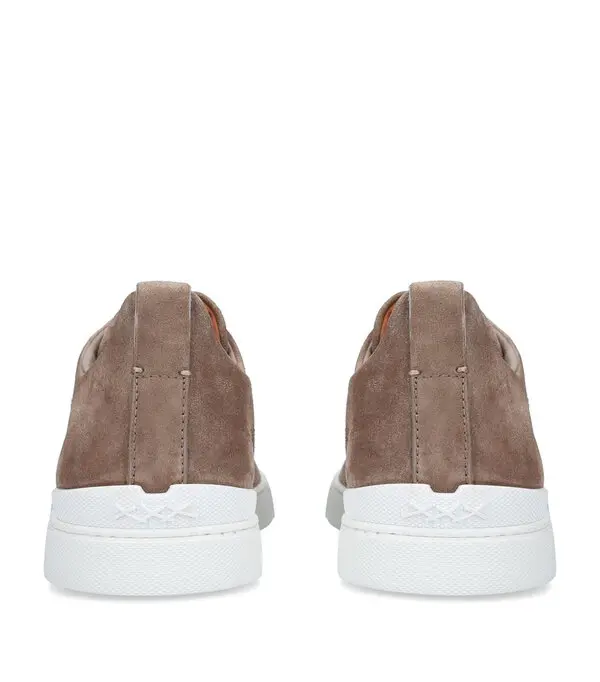 Zegna Triple Stitch Suede Sneakers - Beige