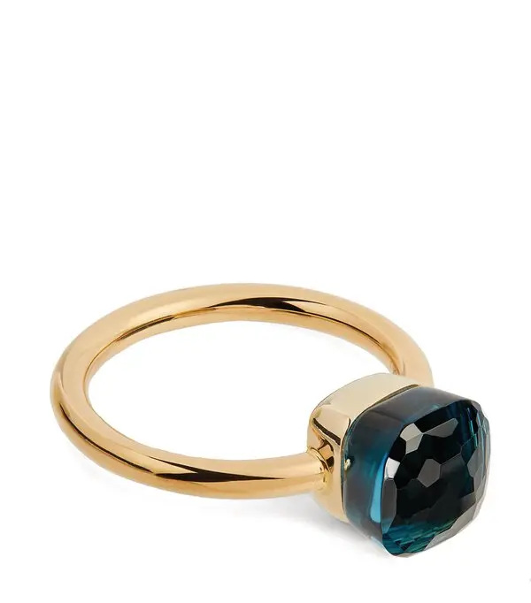 Pomellato Rose Gold And Topaz Nudo Petit Ring - Blue
