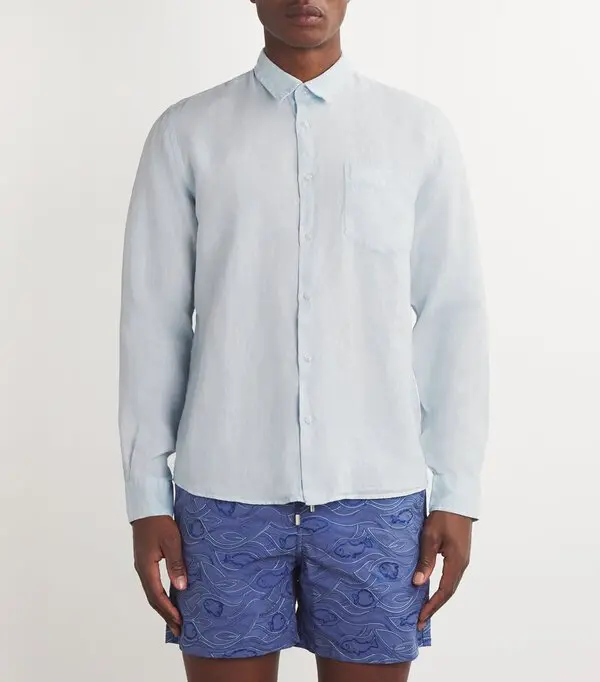 Vilebrequin Linen Embroidered Caroubis Shirt - Blue