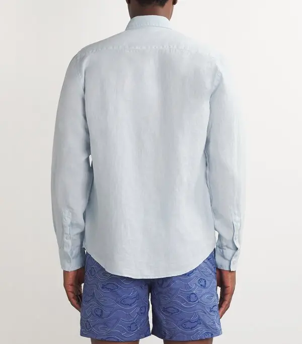 Vilebrequin Linen Embroidered Caroubis Shirt - Blue