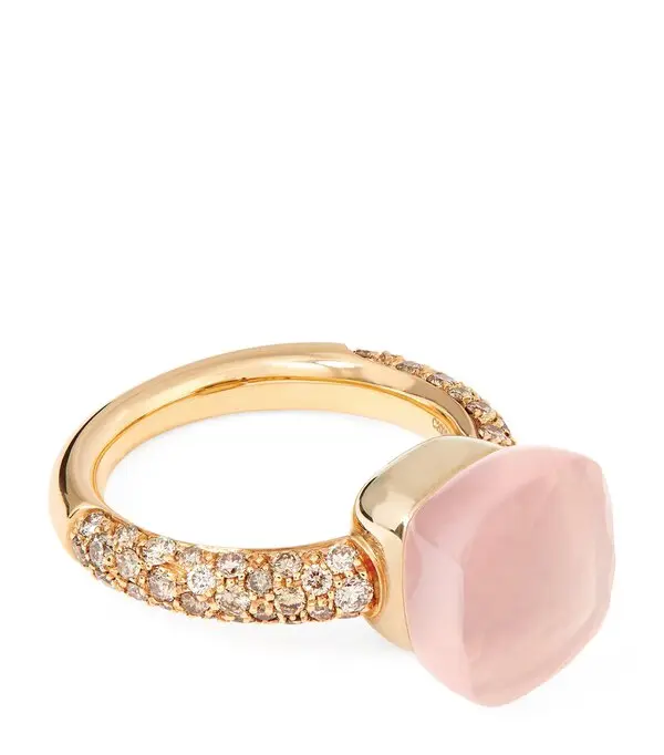 Pomellato Nudo Ring With Diamonds, Chalcedony, And Quartz - Pink