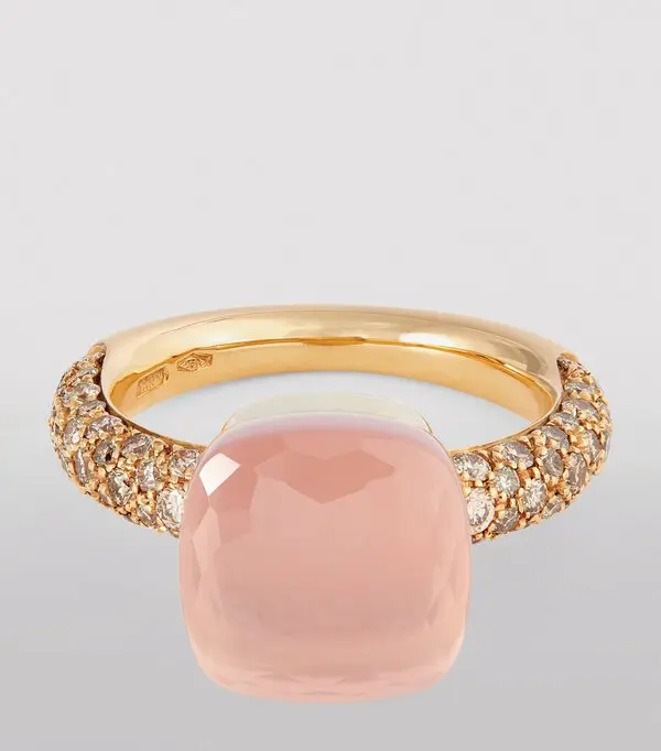 Pomellato Nudo Ring With Diamonds, Chalcedony, And Quartz - Pink