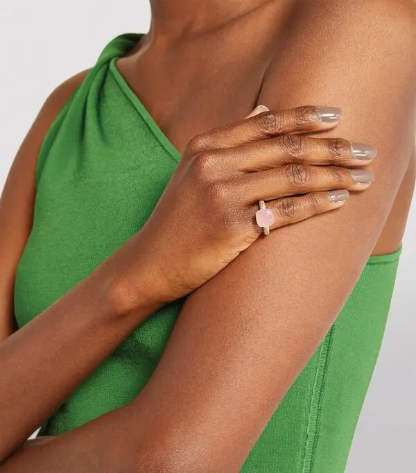 Pomellato Nudo Ring With Diamonds, Chalcedony, And Quartz - Pink