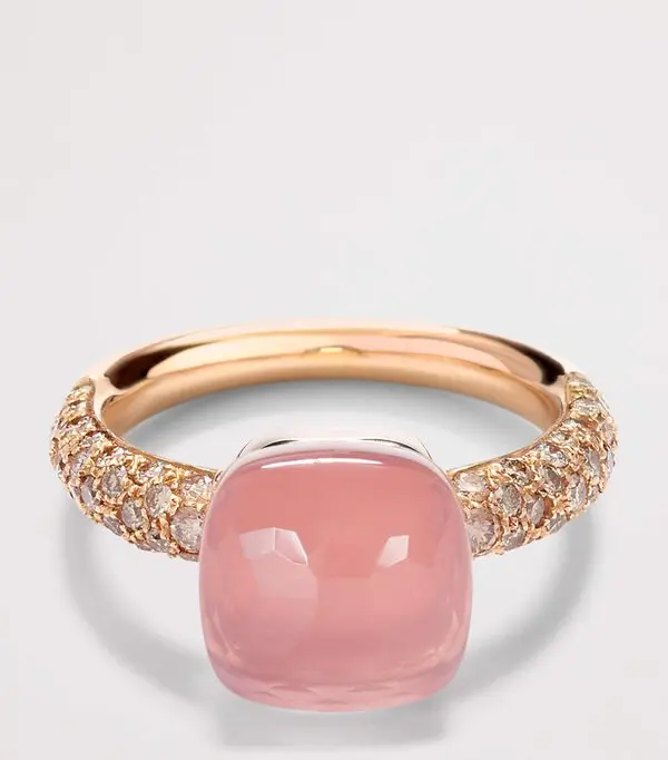 Pomellato Nudo Ring With Diamonds, Chalcedony, And Quartz - Pink
