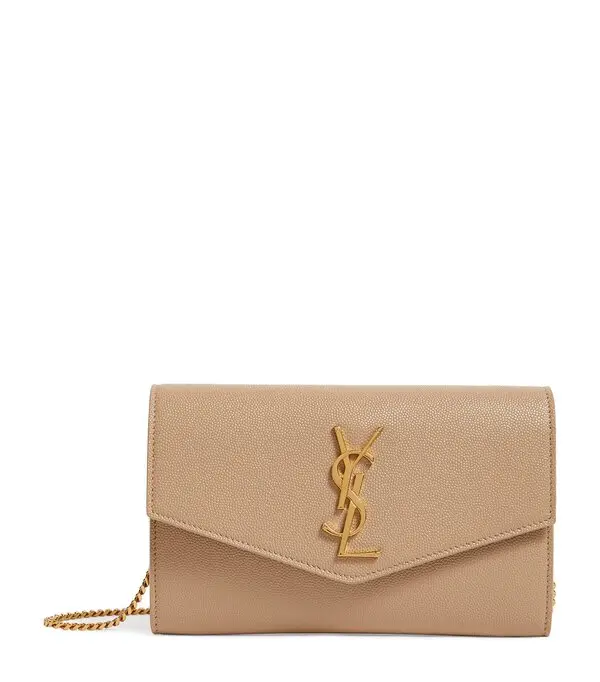 Saint Laurent Uptown Chain Wallet - Beige