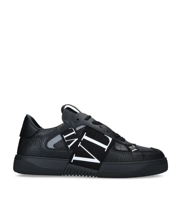 Valentino Garavani Leather Vl7n Bands Sneakers - Black