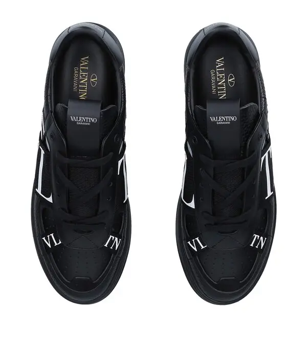 Valentino Garavani Leather Vl7n Bands Sneakers - Black