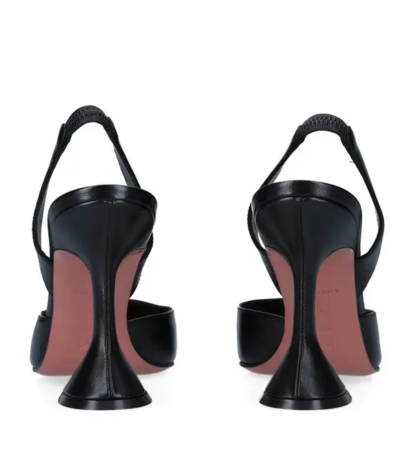 Amina Muaddi Leather Holli Slingback Pumps 95 - Black