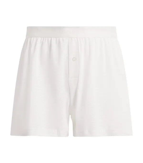Sunspel Cellular Cotton Boxer Shorts - White