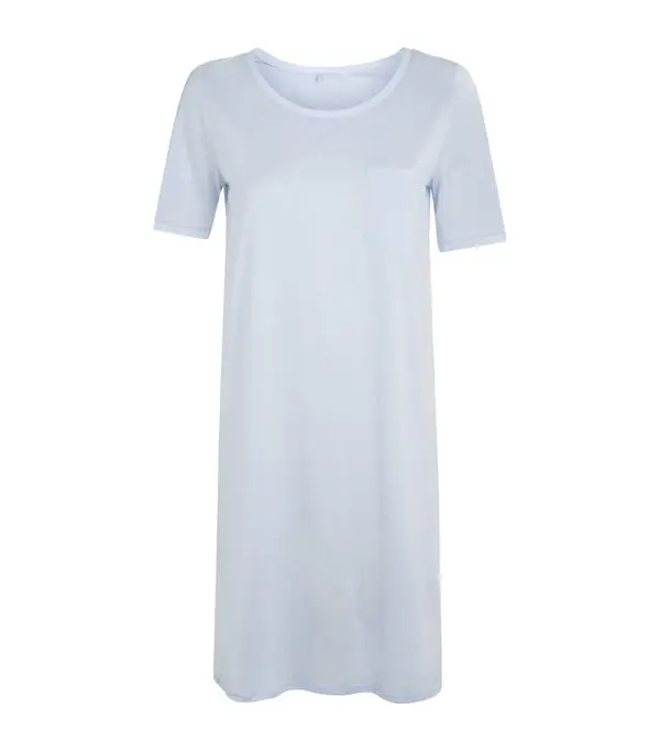 Hanro Cotton Deluxe Short Sleeve Nightdress - Blue
