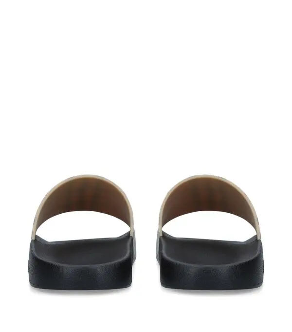 Burberry Checked Slides - Beige