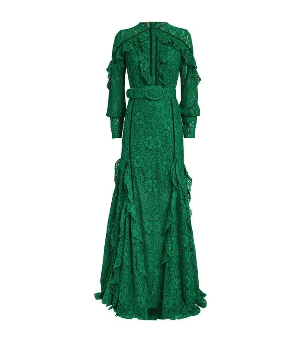 Costarellos Lace Patrice Dress - Green | Editorialist
